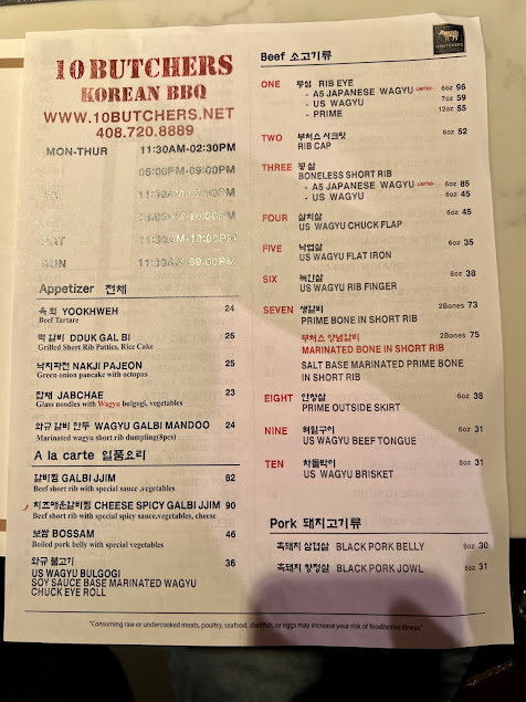 10 Butchers BBQ Menu & Korean BBQ Prices, Meats in Sunnyvale